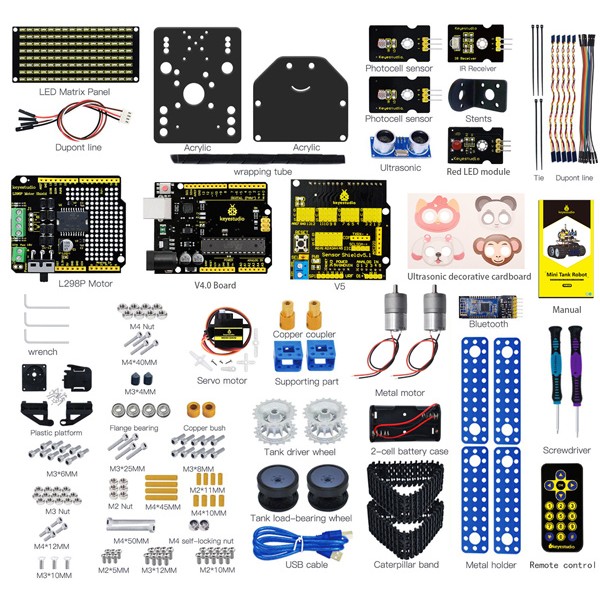 KEYESTUDIO mini tank robot V2.0 kit KS0428, για Arduino STEM